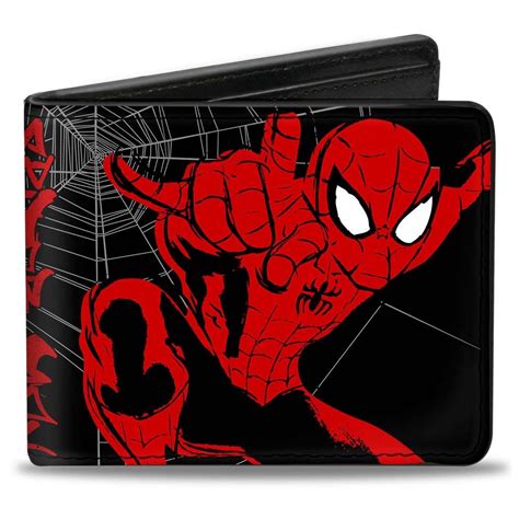 Spider Man Vegan Leather Wallet Web Sketch Design Black 35 X 425