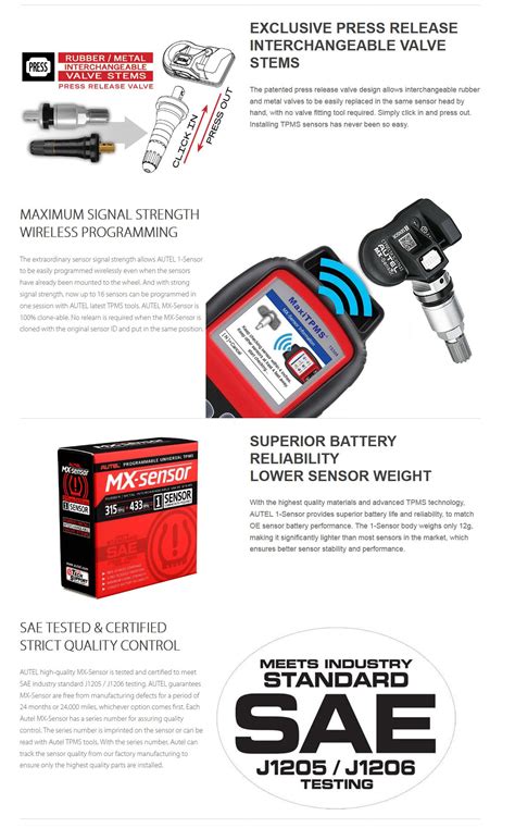 Autel Tpms Sensor Mx Sensor 2 In 1 Tire Pressure Monitor Tire Repair Tools
