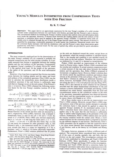 Pdf Youngs Modulus Interpreted From Compression Tests With End Friction