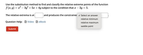 Solved Use The Substitution Method To Find And Classify The Chegg