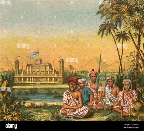 Print Shows A Waterfront Scene With The Karen Institute On The Left And