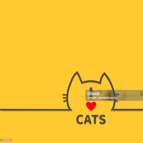 검은 고양이 머리 얼굴 윤곽 실루엣 라인 아이콘입니다 귀여운 만화 캐릭터입니다 나는 고양이 심장 텍스트 레터링을 사랑 해요 키티