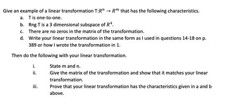 Solved A Give An Example Of A Linear Transformation T R Chegg
