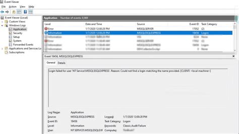 Fix Sql Server Log Error Nt Service Access Issue