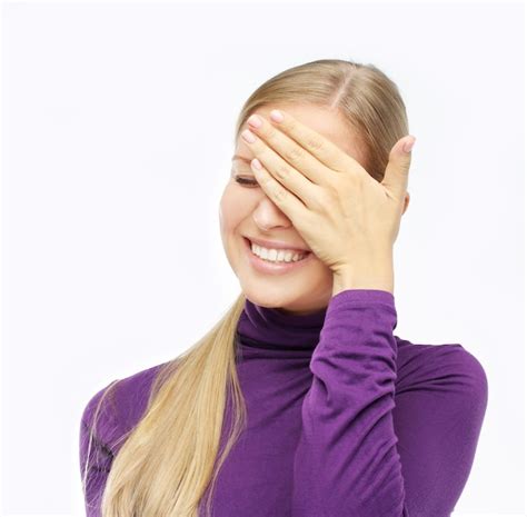 Premium Photo Portrait Of Laughing Girl Gesturing Girl Peeking