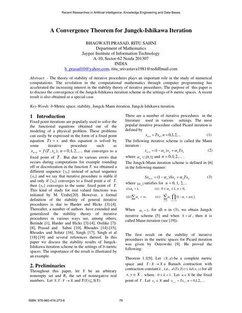 Pdf A Convergence Theorem For Jungck Ishikawa Iteration