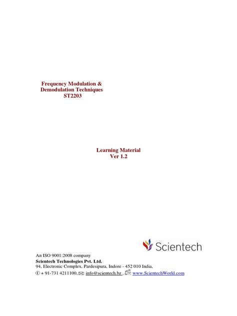 Frequency Modulation And Demodulation Techniques Pdf Frequency