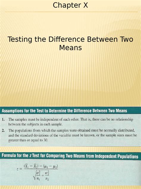 Chapter X Testing The Difference Between Two Means Pdf Tests Statistics