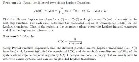 Solved Problem 3 1 Recall The Bilateral Two Sided Laplace