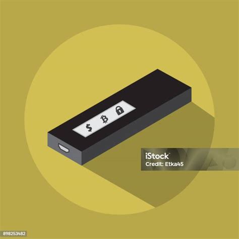 암호화 통화 Bitcoin 지갑 기술 개념 아이콘 벡터 일러스트 레이 션 Usb 케이블에 대한 스톡 벡터 아트 및 기타 이미지 Usb 케이블 개념 개념과 주제
