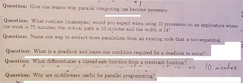 Question Give One Reason Why Parallel Computing Has Chegg