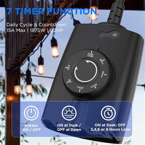 Fun Dusk To Dawn Outdoor Timer For Light Sensor Timer Waterproof 2 Grounded Outlets Timers For