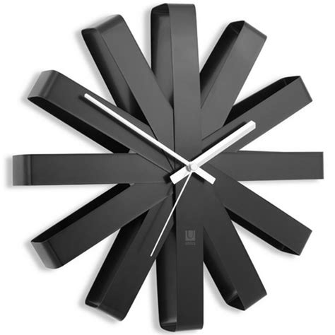 Umbra Ribbon Horloge Murale Design Acier Noir
