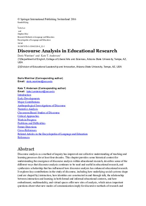 Doc Discourse Analysis In Educational Research