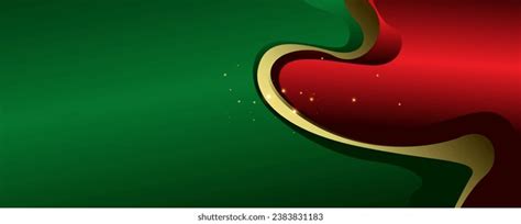 Abstract Red Green Wave Background Golden Stock Vector Royalty Free