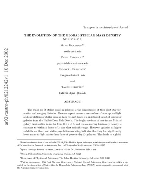 Pdf The Evolution Of The Global Stellar Mass Density At 0