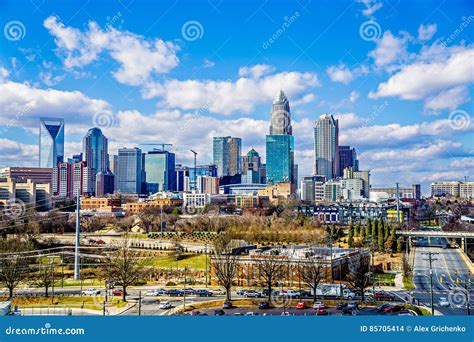 Charlotte North Carolina City Skyline And Street Scenes Editorial Stock
