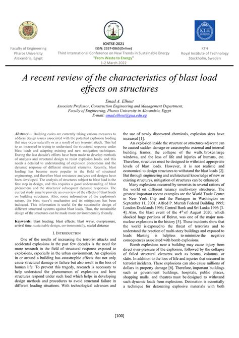 Pdf A Recent Review Of The Characteristics Of Blast Load Effects On Structures