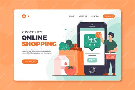 온라인 쇼핑 방문 페이지 템플릿 무료 벡터