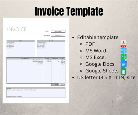 Invoice Template Pdf Google Docs Word Business Invoice Invoice Word Editable Invoice Custom
