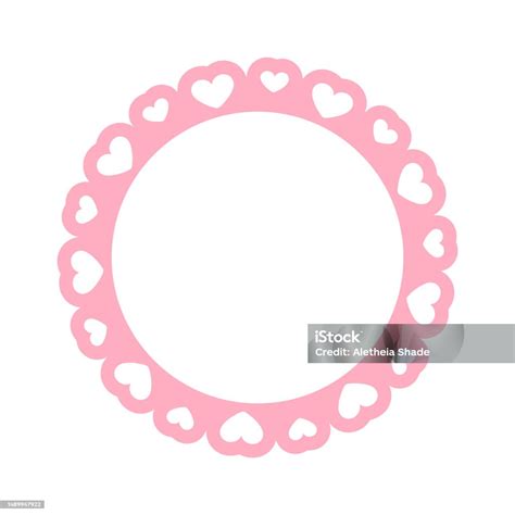 하트가 있는 원형 가리비 프레임 파스텔 귀여운 발렌타인 프레임 테두리 가리비에 대한 스톡 벡터 아트 및 기타 이미지 가리비 가장자리 개체 그룹 Istock