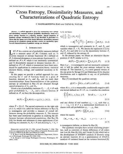pdf cross entropy dissimilarity measures and characterizations of