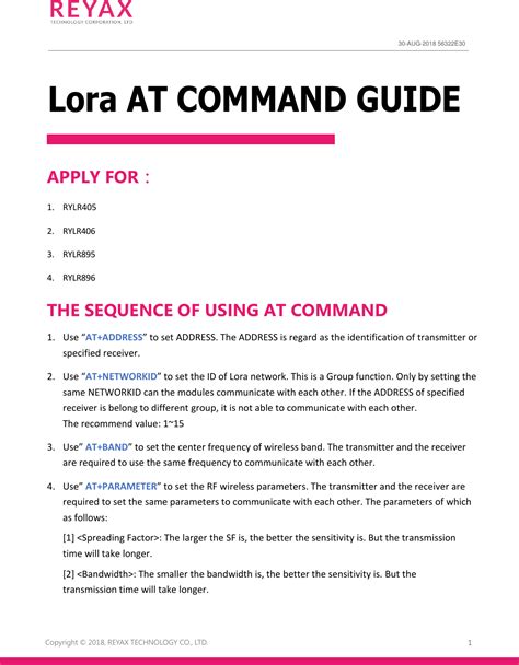 REYAX Lora AT COMMAND GUIDE EN