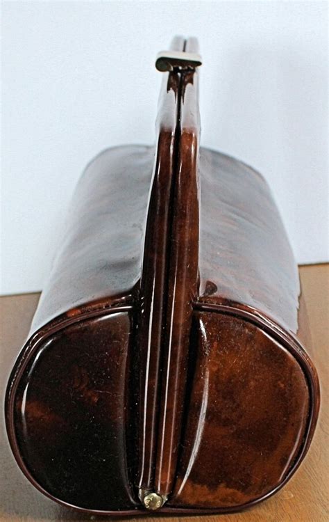 Vintage 1960 Tortoise Shell Patent Leather Clutch Han… Gem