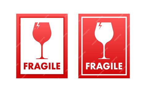 Premium Vector Fragile Red Icon Handle With Care Sign Label Vector Stock Illustration