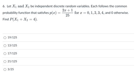 Solved Let X1 ﻿and X2 ﻿be Independent Discrete Random