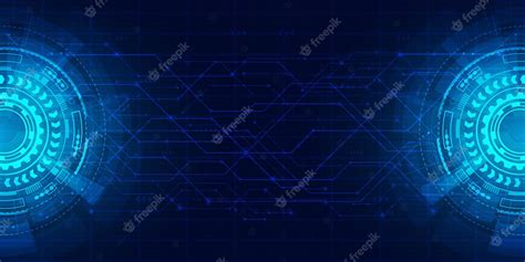 회로 라인 파란색 배경 일러스트 레이터 디지털 추상 원 첨단 기술 프리미엄 벡터