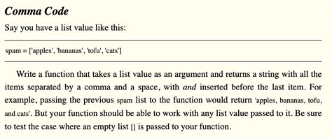 Solved Comma Code Say You Have A List Value Like This Spam