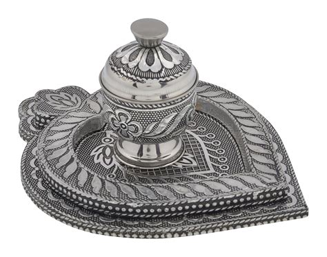 Buy Vinayak Handicrafts Steel Pooja Dibi 17 Cm X 13 Cm X 8 Cm Silver