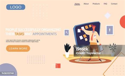 자신의 작업과 약속을 조직하는 사람들 방문 페이지 템플릿 칠판에서 사업가 개념에 대한 스톡 벡터 아트 및 기타 이미지 개념 개발 계획 Istock