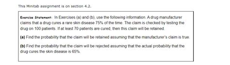 Solved This Minitab Assignment Is On Section 42 Exercise