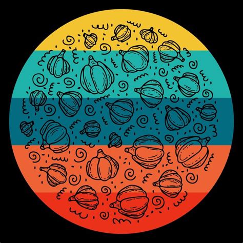 Premium Vector Halloween Circle Pumpkins Pattern In Retro Style