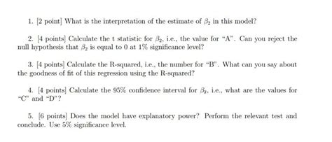solved the following output shows the result of regressing