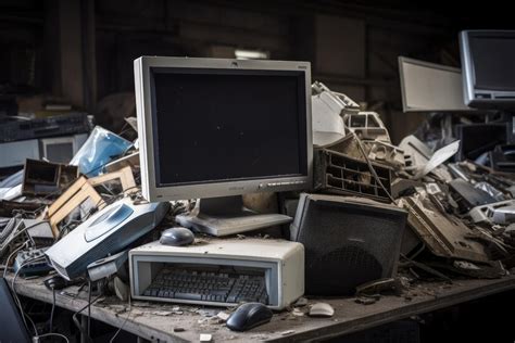 premium photo computer monitor being recycled with broken parts