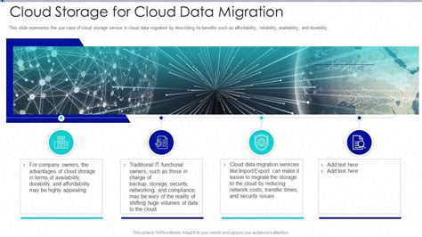 Cloud Storage It Cloud Storage For Cloud Data Migration Presentation Graphics Presentation