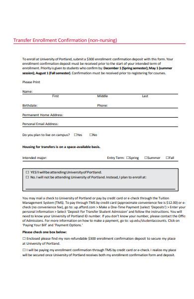 Free 30 Enrollment Confirmation Forms Download How To Create Guide Tips