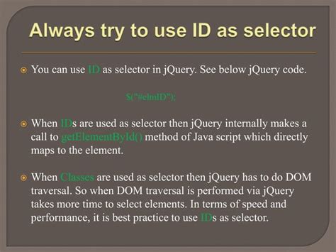Efficient Use Of Jquery Selector Ppt