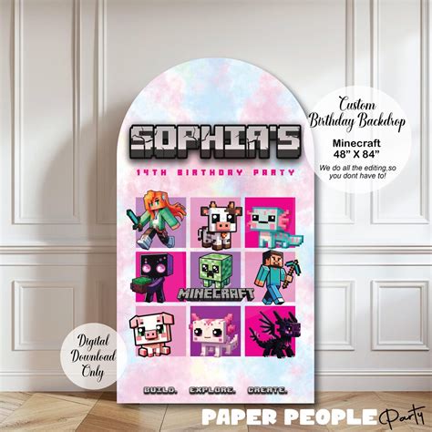 Minecraft Girl Backdrop Minecraft Girl Arch Backdrop Minecraft Girl Birthday Backdrop Custom