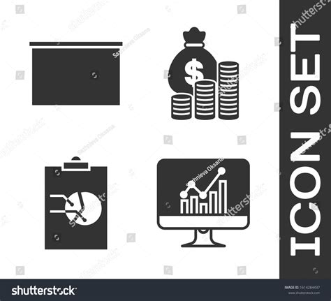 Set Computer Monitor Graph Chart Chalkboard Stock Vector Royalty Free 1614284437 Shutterstock
