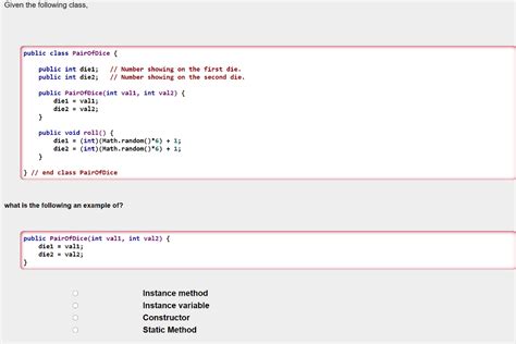 solved given the following class public class pairofdice {