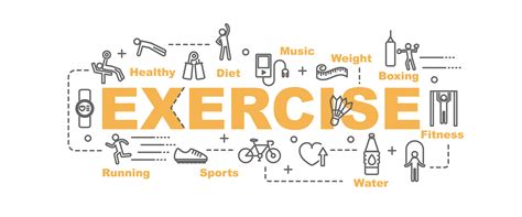 exercise banner with line art equipment and fitness icons 672888 vector