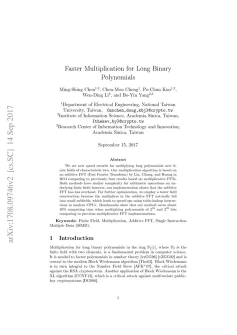 Faster Multiplication For Long Binary Polynomials Deepai