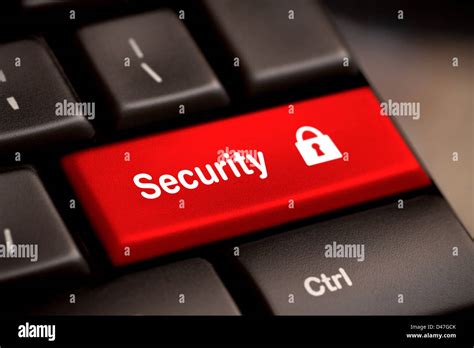 Red Security Button On The Keyboard Stock Photo Alamy