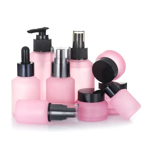 Pink Green Brown Cosmetic Packaging Skin Care Glass Bottle Set