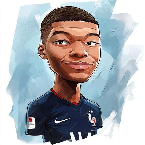 Kylian Mbappe Cartoon Illustration Premium Ai Generated Image