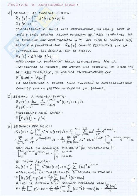 Teoria Dei Segnali Prof Franco Chiaraluce Riassunto Corso